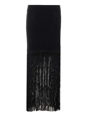 Alaïa Knitted Fringed Tube Skirt - Black