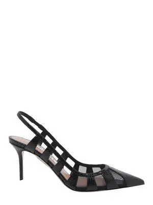 AQUAZZURA Python Print Transparent Effect Leather Slingback Heels - Black