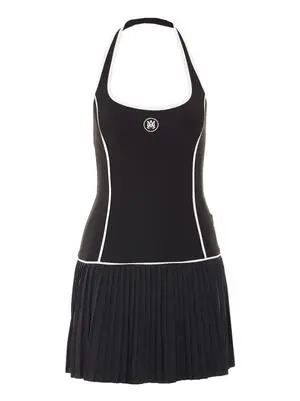 Amiri Logo Pleated Mini Dress - Black