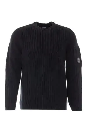 C.P. COMPANY C.P. COMPANY Full Rib Cotton Lens Crew Neck Sweater Black