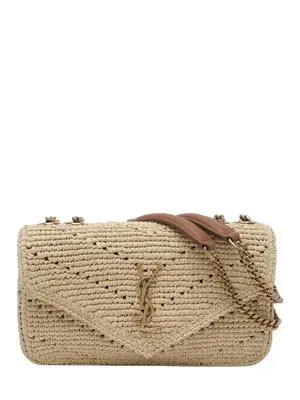 Saint Laurent SAINT LAURENT Small Loulou Raffia Shoulder Bag Cream