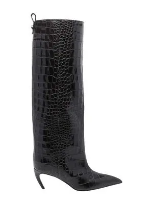 Attico Lea Pump Boots Crocodile Effect Leather - Brown