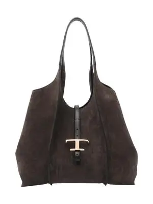 TOD'S Medium T-timeless Suede Shopping Bag - Brown