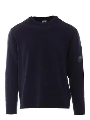 C.P. COMPANY Extrafine Merino Wool Crew Neck Sweater - Blue