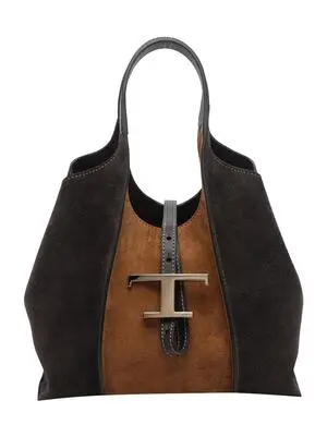 TOD'S Mini Suede T Timeless Shopping Bag - Brown