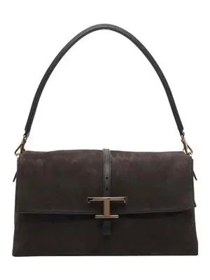 TOD'S Small Timeless Flap Suede Shoulder Bag - Brown