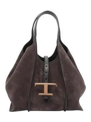 TOD'S Suede T Timeless Shopping Bag - Brown