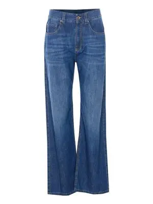 Brunello Cucinelli Straight-leg Denim Trousers - Blue