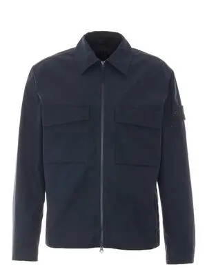 Stone Island Logo Zipped Overshirt - Blue