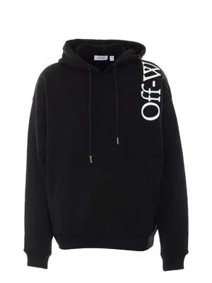 Off-White OFF-WHITE Hooded Long-Sleeve Graphic Print Hoodie Black