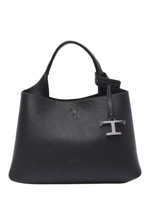 TOD'S Micro Leather Handbag With T Timeless Logo - Black