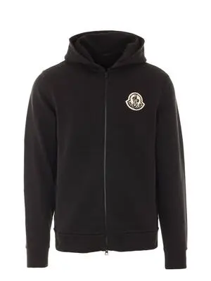 Moncler Full Zip Logo Hoodie - Black