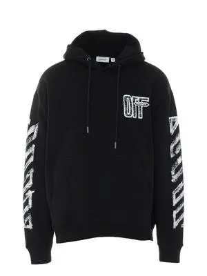Off-White Graphic Print Hooded Sweatshirt - Black