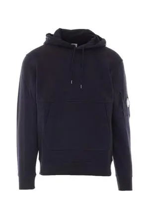 C.P. COMPANY Diagonal Raised Fleece Lens Logo Hoodie - Blue