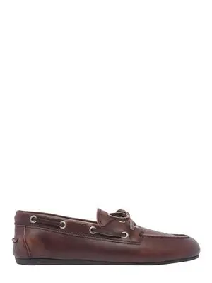 Miu Miu Logo Deck Loafers - Brown