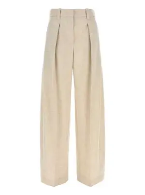 Brunello Cucinelli Beige Wool Blend Pant - Brown