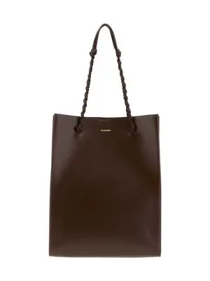 JIL SANDER Chocolate Leather Tangle Shopping Bag - Brown