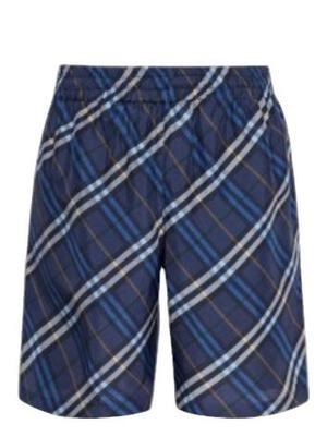 Burberry Check Pattern Silk Short - Blue