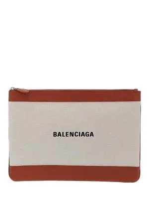 Balenciaga Navy Clip M Clutch Bag - Beige/red