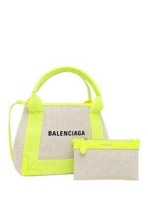 Balenciaga Navy Cabas Xs Tote Bag - Beige/yellow