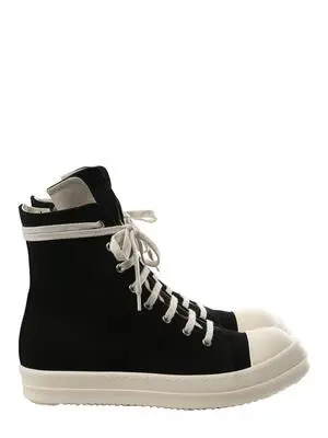 Rick Owens Round Toe Lace-up Sneakers - Black