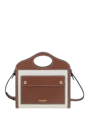 Burberry Two-tone Canvas And Leather Micro Pocket Bag - Beige/brown