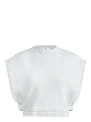 Alaïa Fleece Jersey Crop Top - Mixed Gray