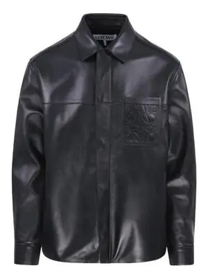Loewe Logo-embossed Leather Jacket - Black