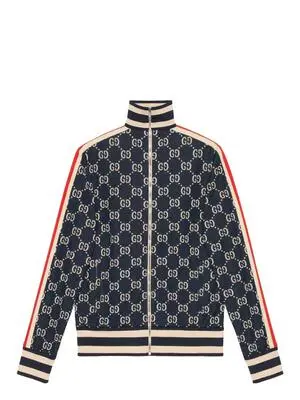 Gucci Gg Jacquard Cotton Jacket - Blue
