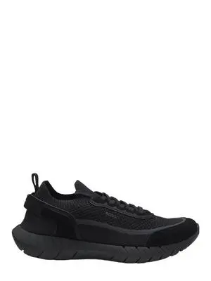 Hugo Boss Lace-up Suede Knit Sock Trainers - Black