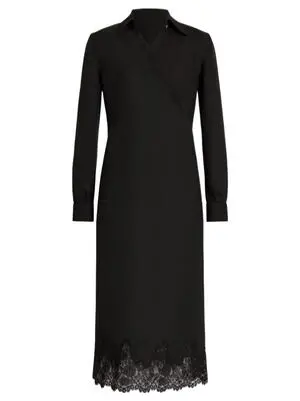 ALBERTA FERRETTI Alberta Ferretti Crepe Midi Dress With Lace Trim