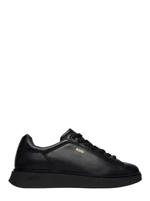 Hugo Boss Lace-up Sneakers With Perforated Details - Black