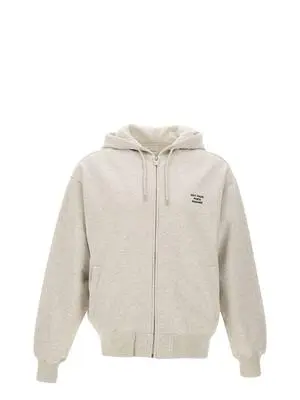 Drole De Monsieur Slogan Zip Hoodie - Grey
