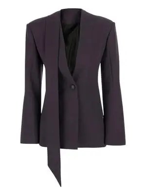 Attico Single-breasted Ribbon Blazer - Black