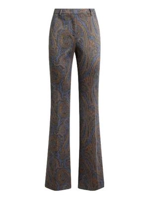 Etro Fit-and-flare Paisley Jacquard Trousers - Light Blue