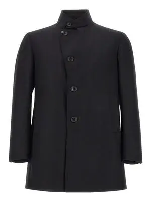 Tagliatore Long-sleeve Jacket With Stand Collar - Black