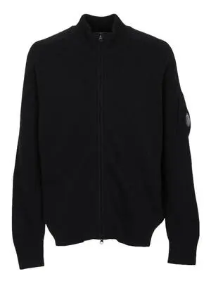 C.P. COMPANY Zip-up Ribbed Cardigan - Black