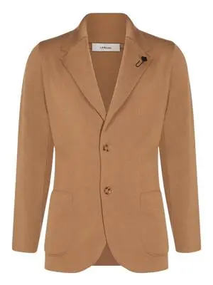 LARDINI Patch Pocket Knit Blazer - Brown