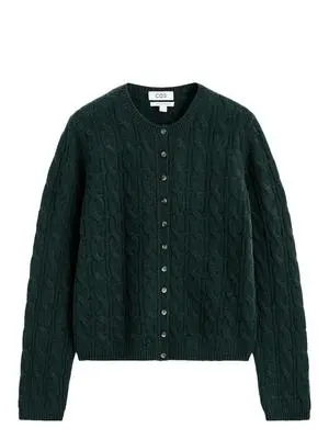 Cos Cable-knit Cashmere Cardigan - Green