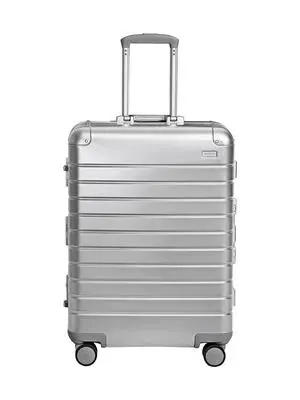 AWAY Aluminum Medium Checked Suitcase - Silver