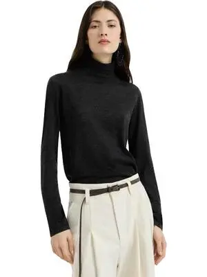 Brunello Cucinelli Cashmere And Silk Lightweight Turtleneck Sweater - Anthracite