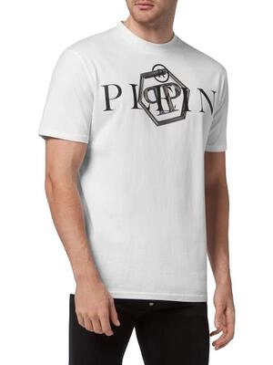 Philipp Plein T-shirt Round Neck Tm Hexagon Men White/black