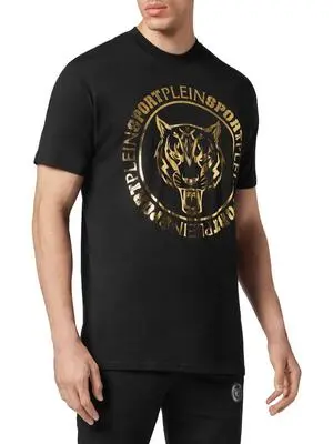 PLEIN SPORT T-shirt Round Neck Ss Carbon Tiger - Black/lightgold