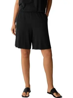 Eileen Fisher Flared Jersey Shorts - Black