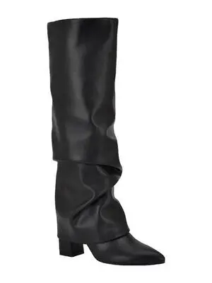 Guess Geima Pointed Toe Slouch Foldover Boot - Black