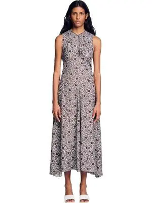 Sandro Daisy Print Maxi Dress - Brown