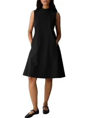Eileen Fisher Mock Neck Sleeveless Dress - Black