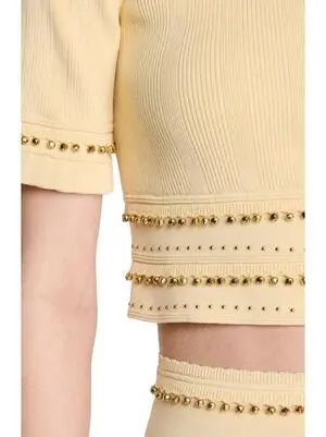 Sandro Sandro Cropped Cardigan With Studded Embellishments Vanilla
