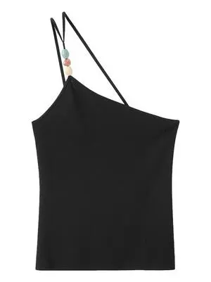 Mango Asymmetric Knit Top - Black