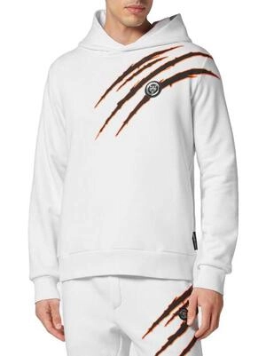 PLEIN SPORT Hoodie Sweatshirt Scratch - White